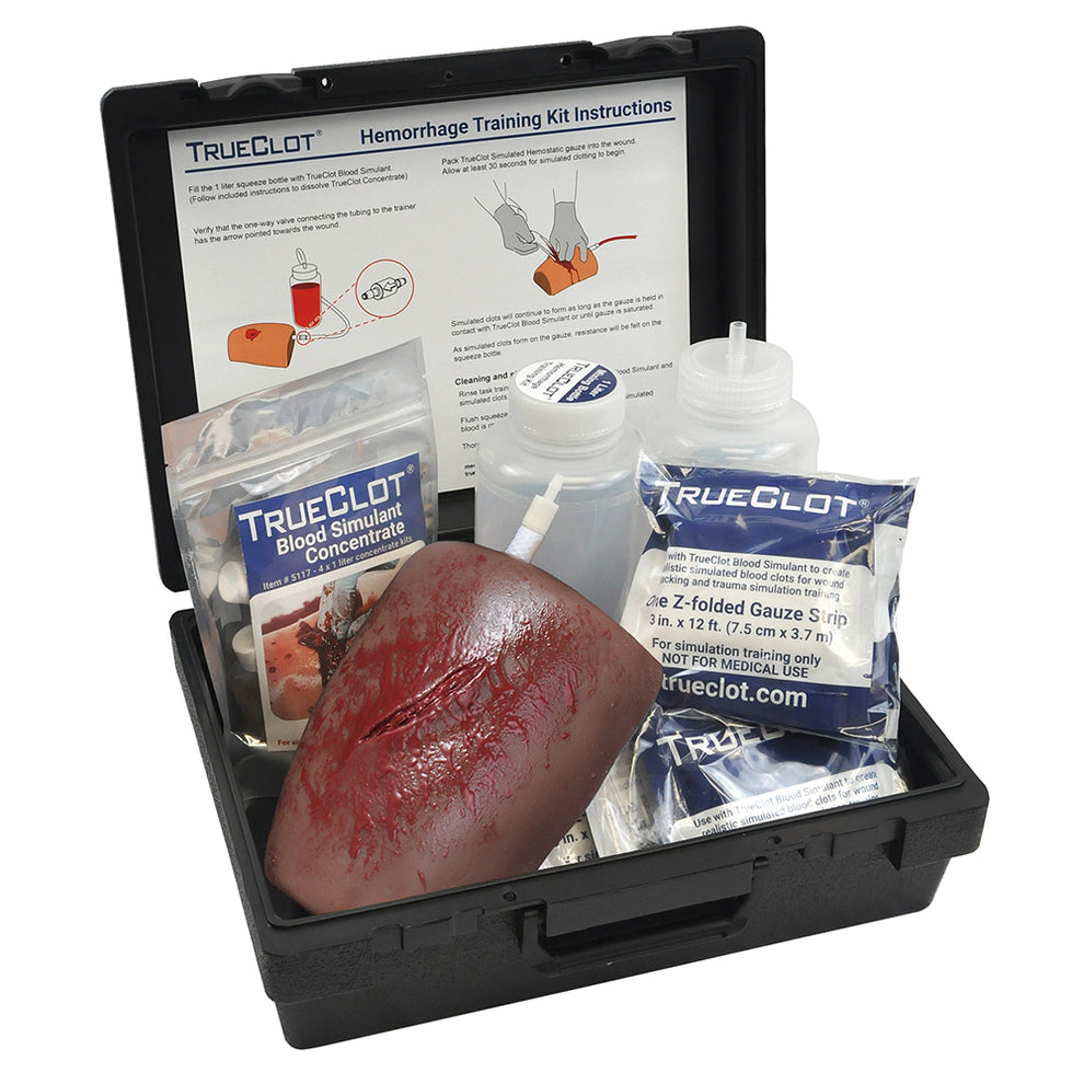 TrueClot Hemorrhage Training Kit, Laceration, w/Z-Fold Gauze, Dark Ski ...