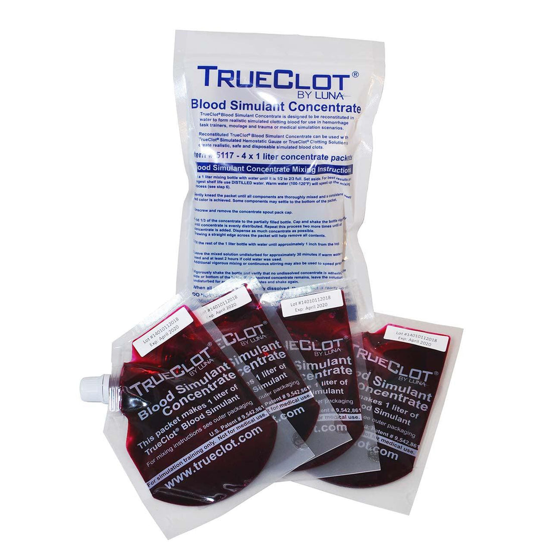 TrueClot Blood Simulant Concentrate, 4 x 1 Liter Refills (4 Pack ...